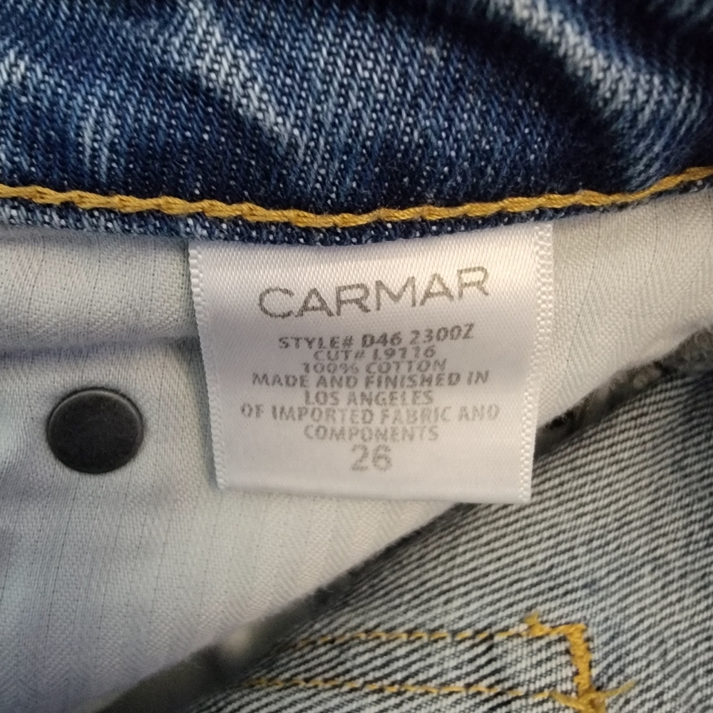 Carmar Jeans White Zipper Cut-Outs - Gem